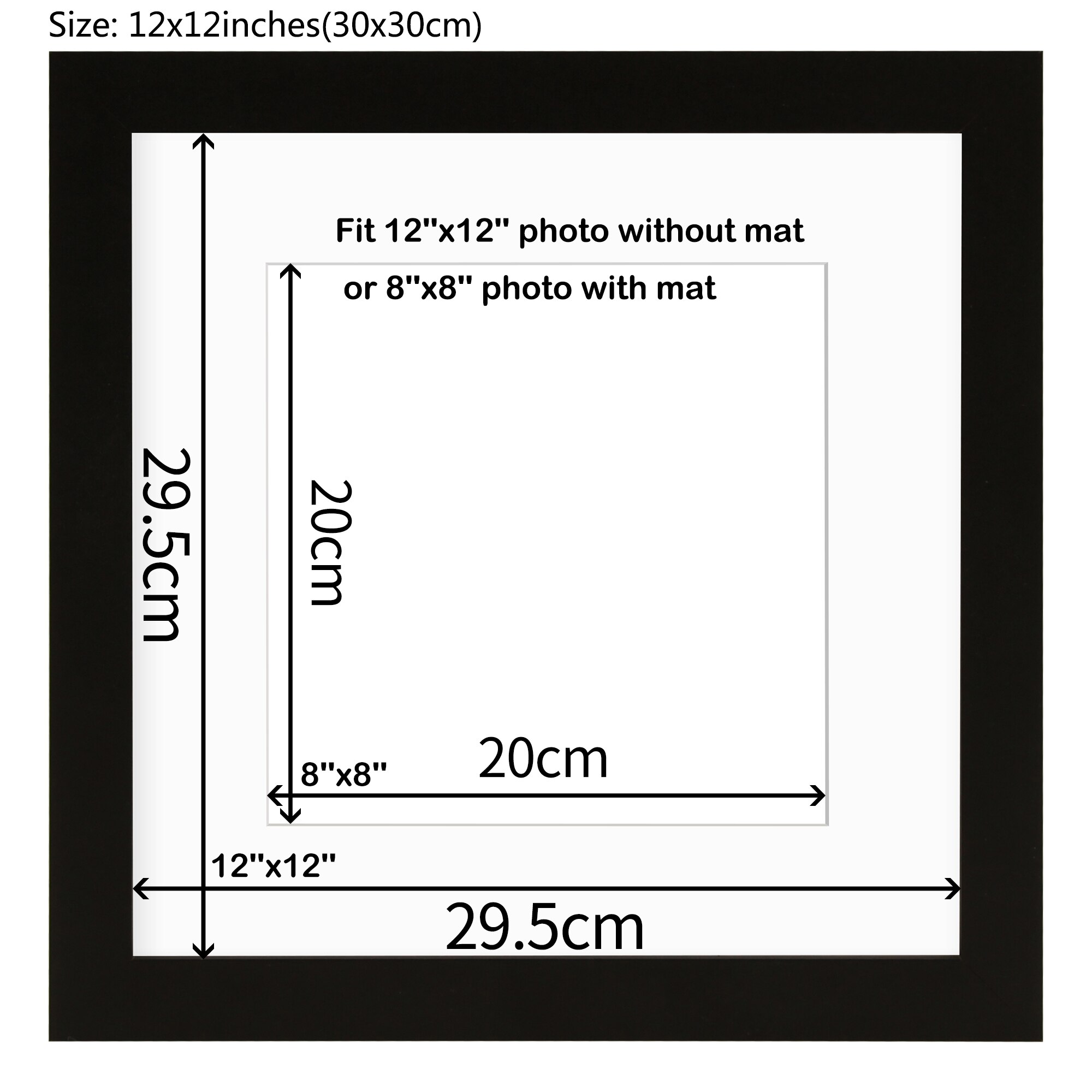 12x12 8x8 Square Photo Frame Black White 30x30 20x... – Grandado
