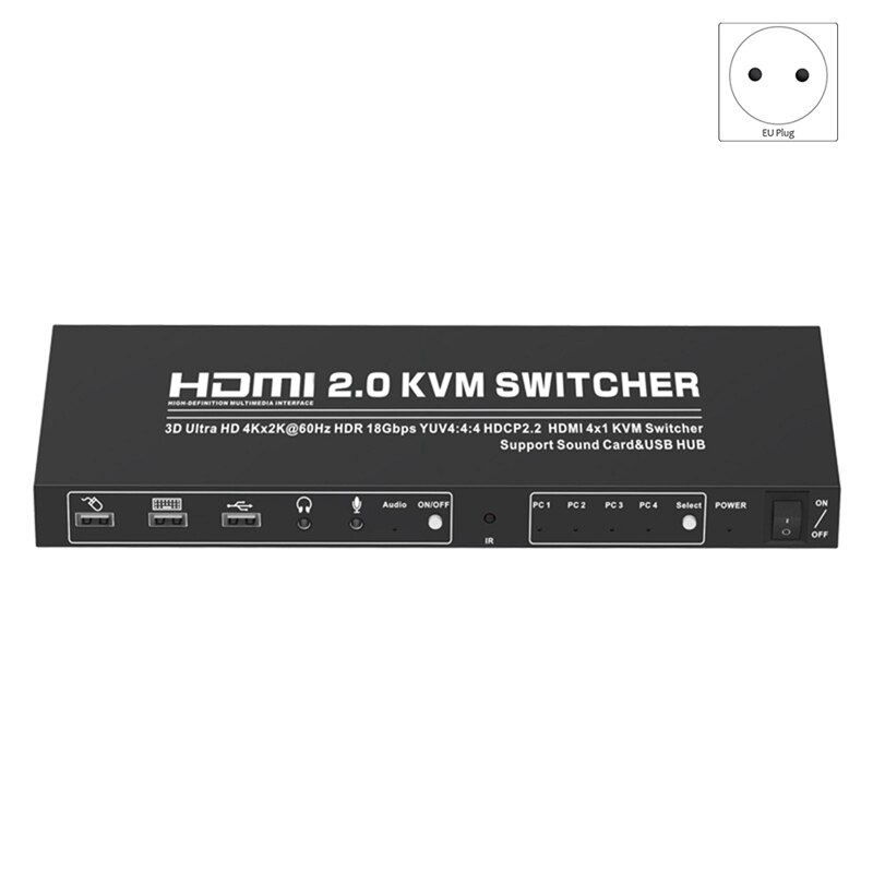 HDMI KVM Switcher HDMI 4 Port 4K@60Hz USB KVM Swit... – Grandado