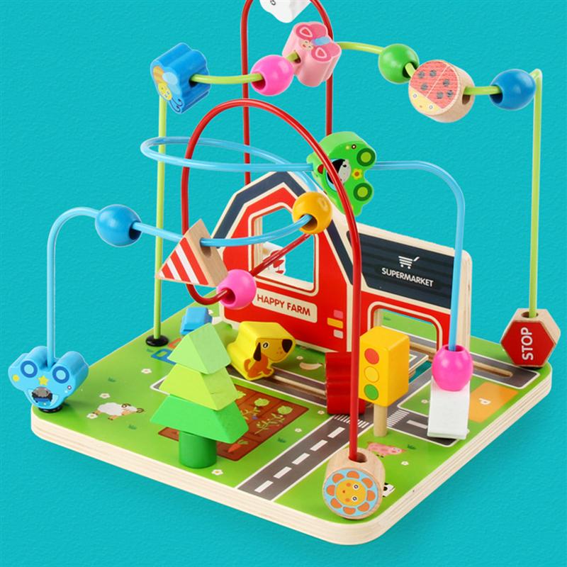 1 Set Children Bead Maze Toy Wooden Bead Maze Roll... – Vicedeal