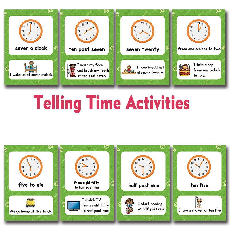 20Pcs/lot Telling Time Activities English Cards To... – Grandado