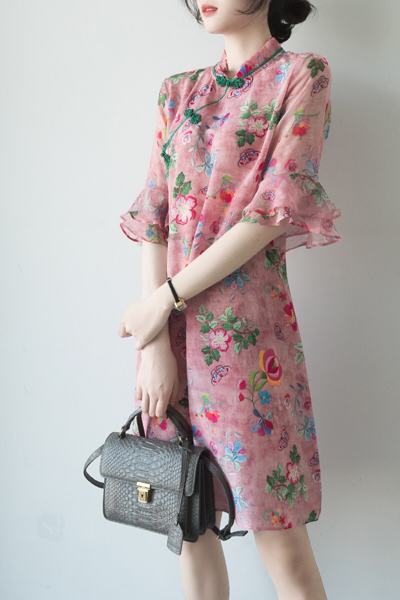 Chinese Traditional Style Cheongsam Woman Silk Sat... – Vicedeal