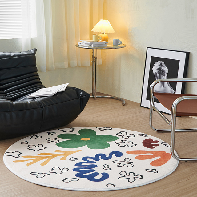 Abstract Flowers Round Area Rugs Living Room Kids ... – Vicedeal