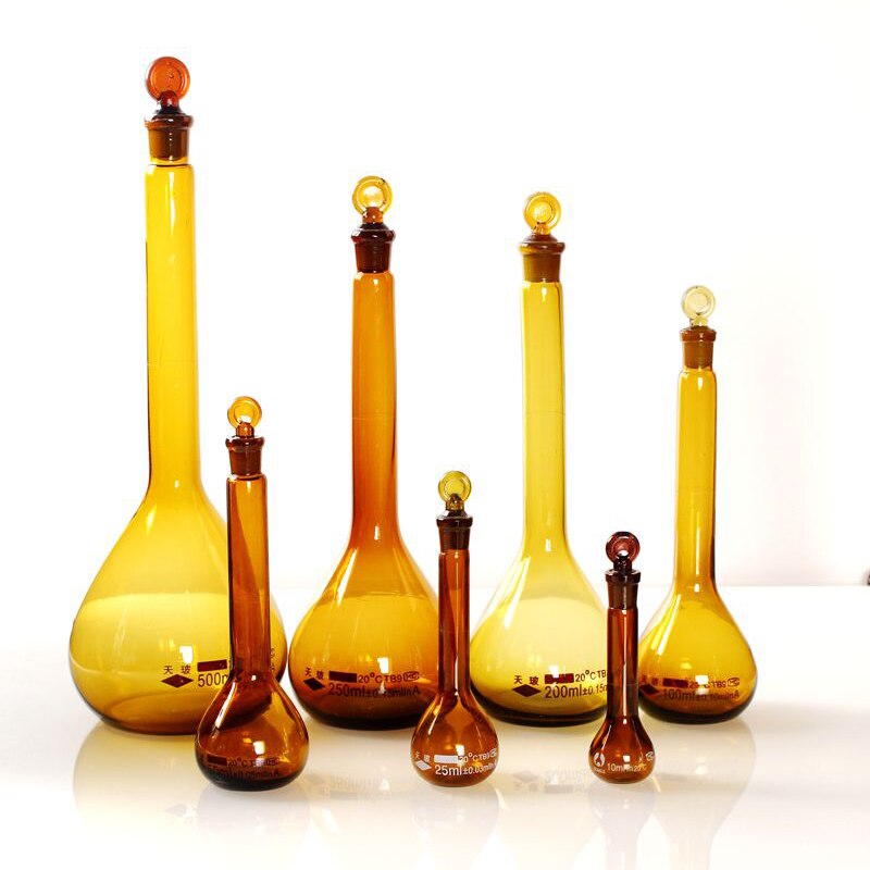 Glass volumetric flask brown 250ml chemical physic... – Vicedeal