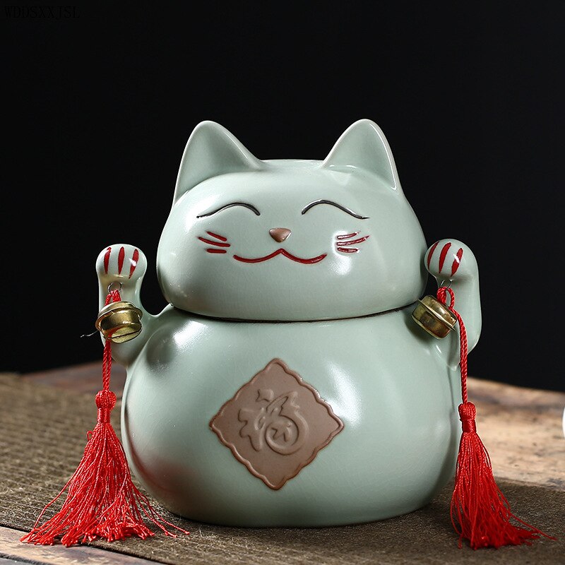 WDDSXXJSL Lucky Cat Ceramic Tea caddy Multifunctio... – Grandado