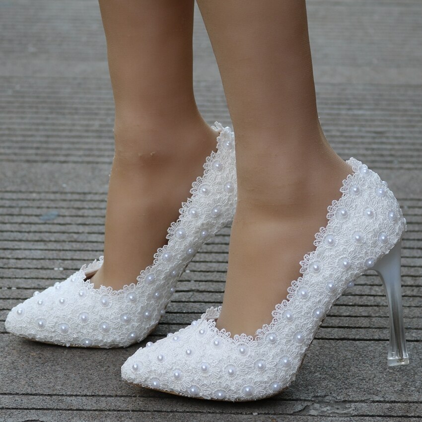 Womens Peals Lace Stilettos High Crystal Heel Brid... – Vicedeal
