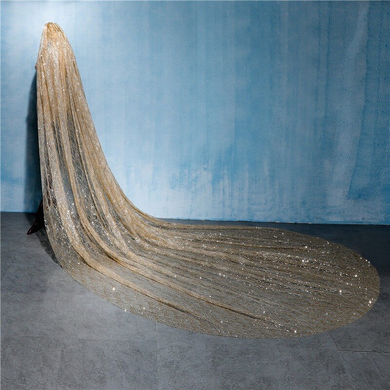 Long Wedding Bridal Veil Gold Bling Bling 3 Meters... – Grandado