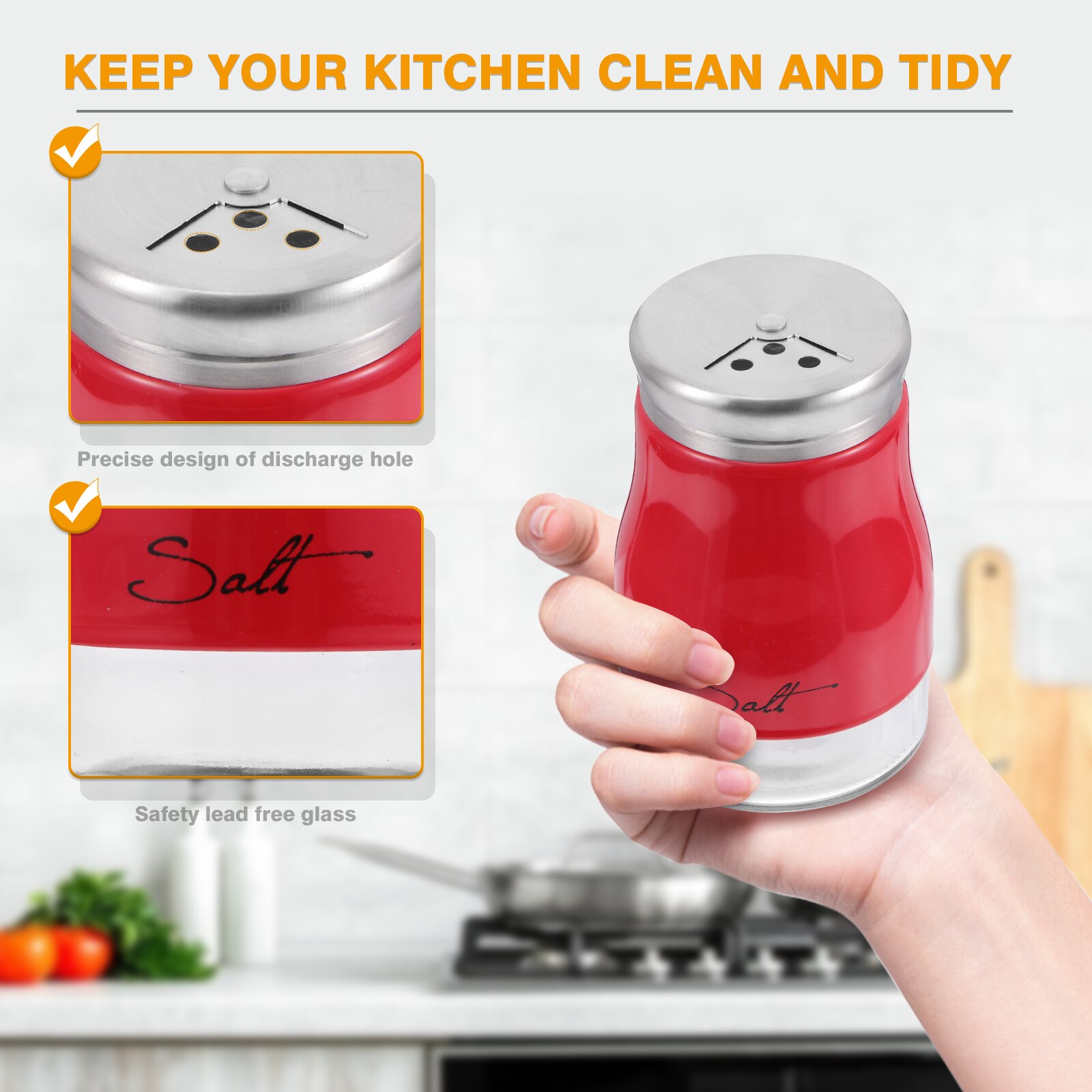 2Pcs Kitchen Salt Shakers Bottles Glass Spice Pepp... – Grandado