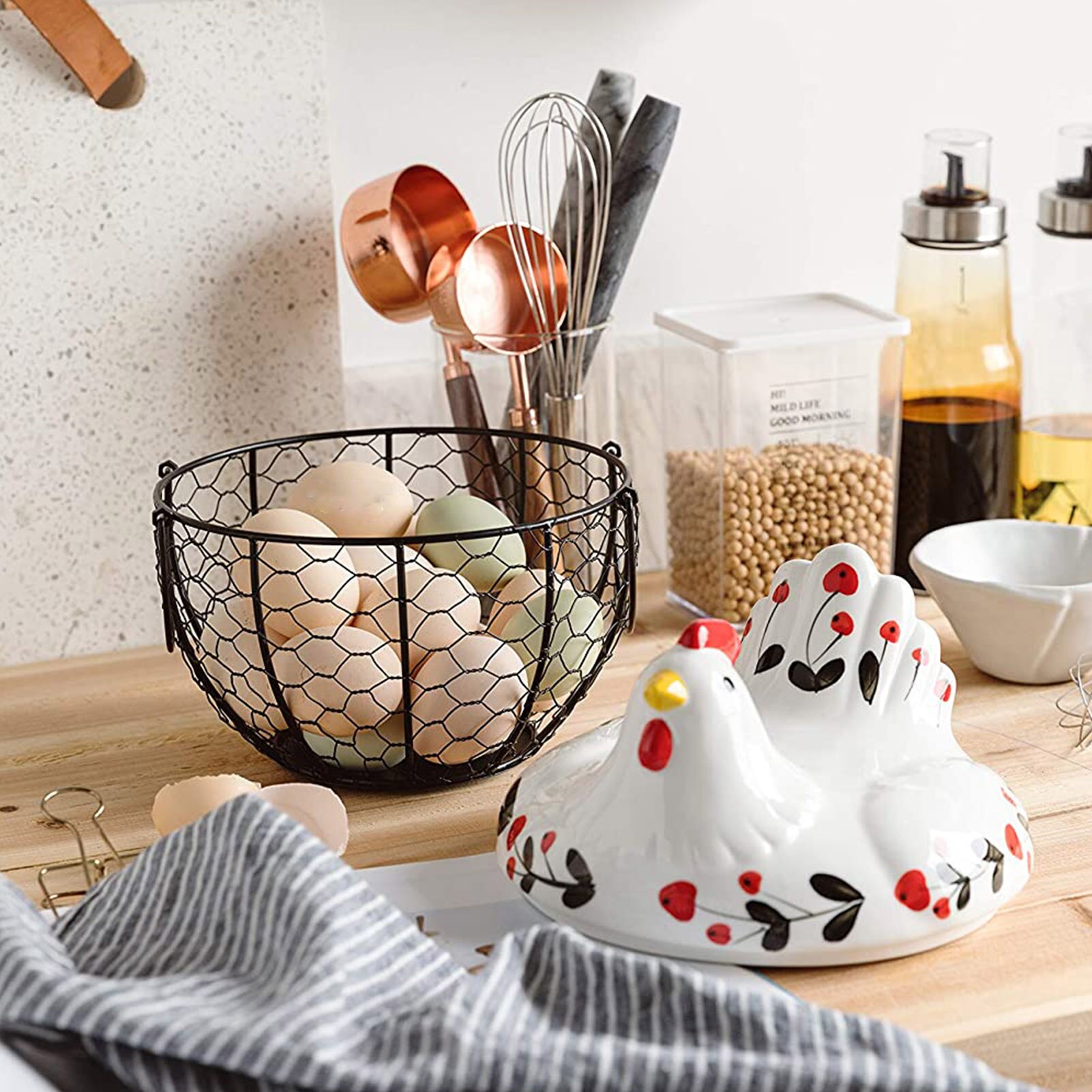 Ceramic Egg Organizer Storage Basket Egg Basket Fr... – Vicedeal