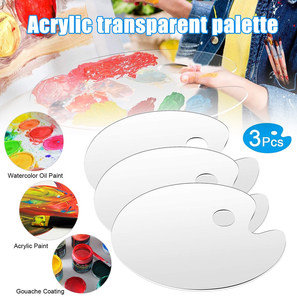 3 Pcs Clear Acrylic Painting Palette Transparent P... – Vicedeal