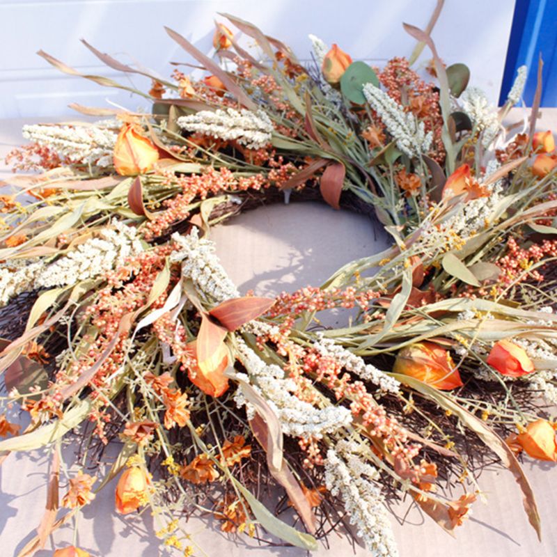 24 inch Artificial Fall Harvest Fall wreaths for F... – Grandado