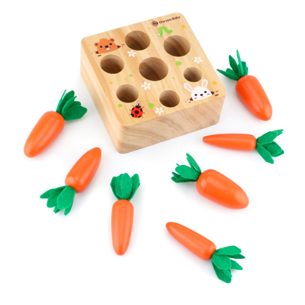 1pc Wooden Memory Games Kids Pull Insert Carrot Ma... – Grandado
