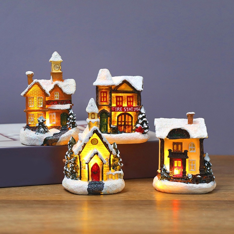 Q0KF Christmas Mini House Kit Glowing Village Hous... – Grandado