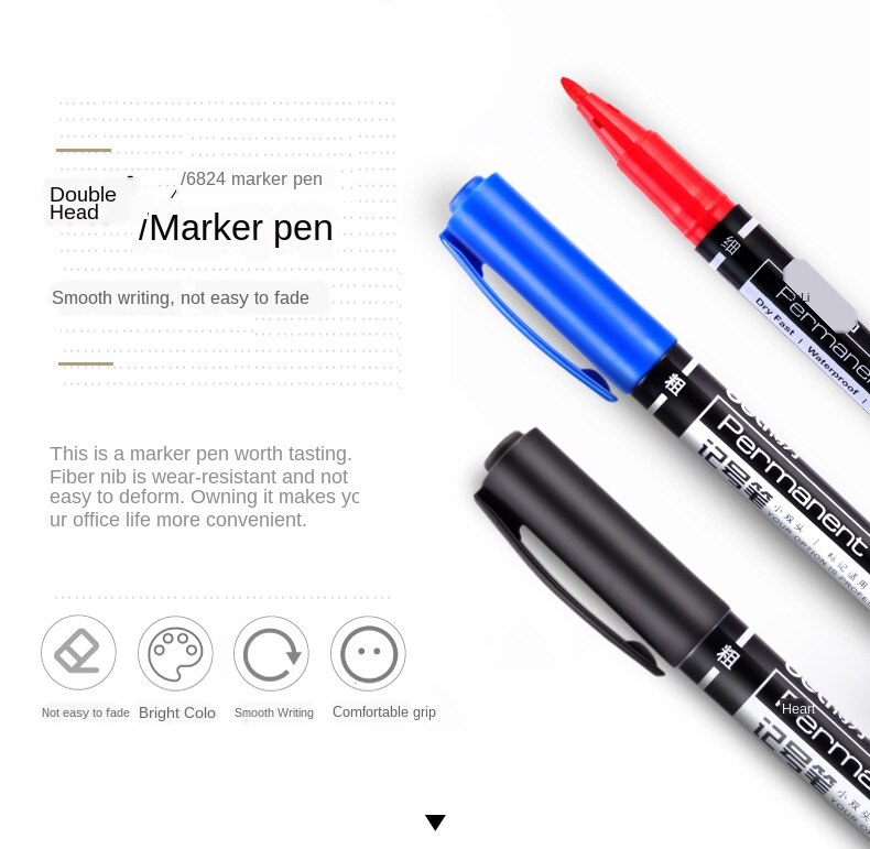 deli 6824 marker pen black double head thickness m... – Grandado