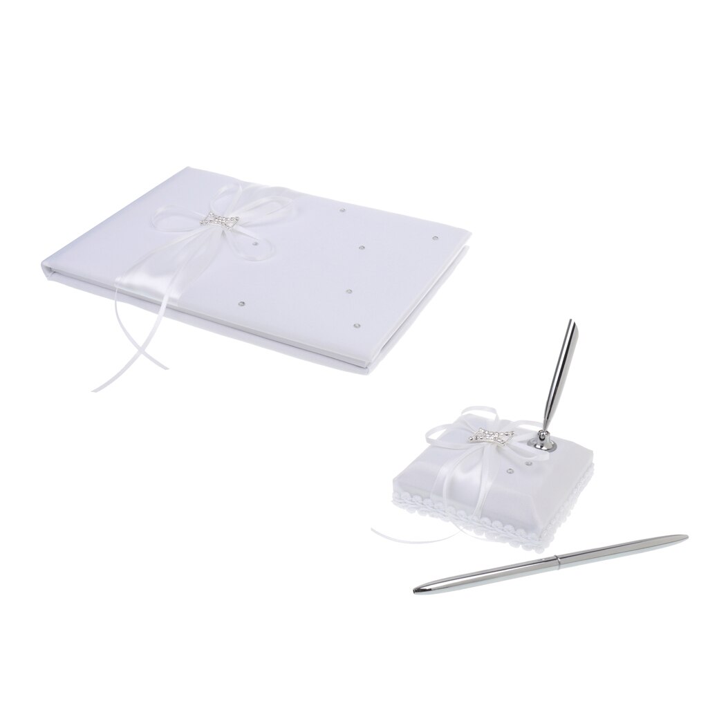 White Wedding Guest Register Comment Book Silver P... – Grandado
