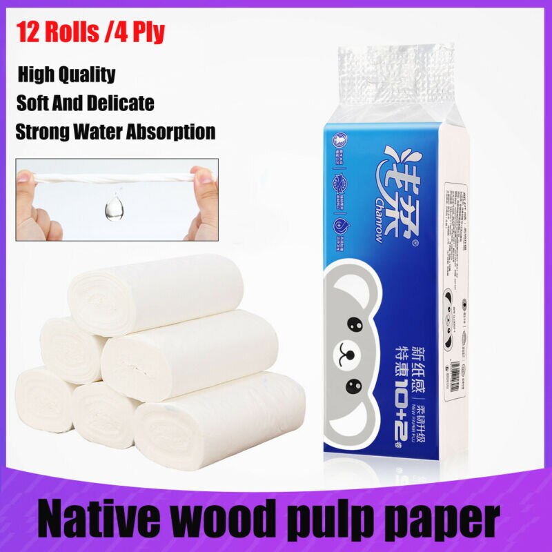 Paper Towels 12 Rolls 4Ply White Tissue Paper Wate... – Vicedeal