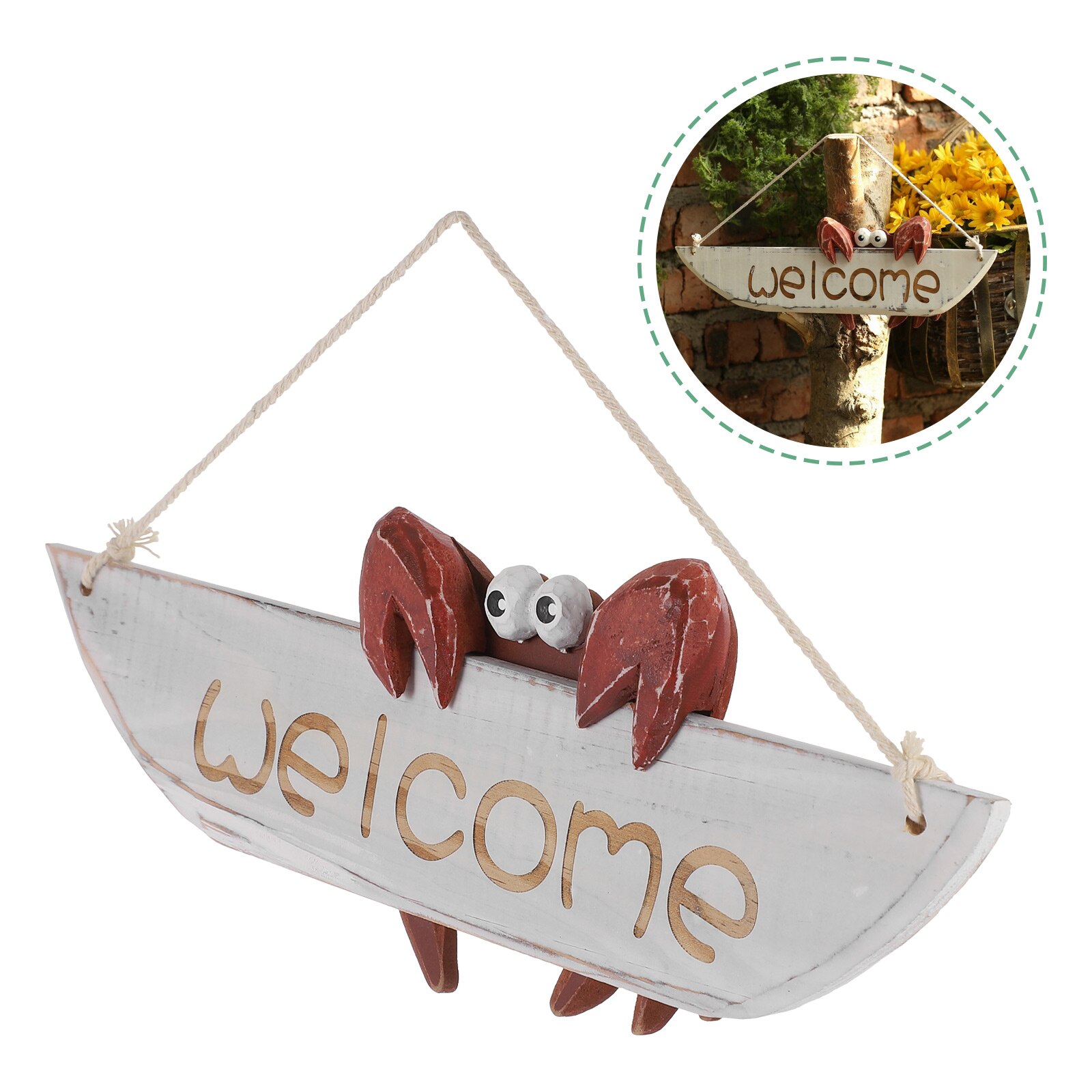 Wooden Crab Welcome Sign Mediterranean Style Crab ... – Grandado