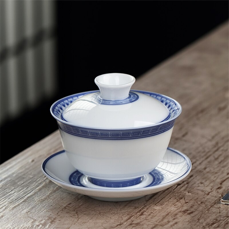 Chinese Style Tea Bowl Ceramic Blue and White Porc... – Grandado