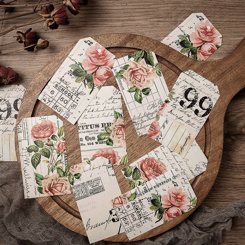 10Pcs/Pack Vintage Flowers Number Ticket Tag Label... – Grandado