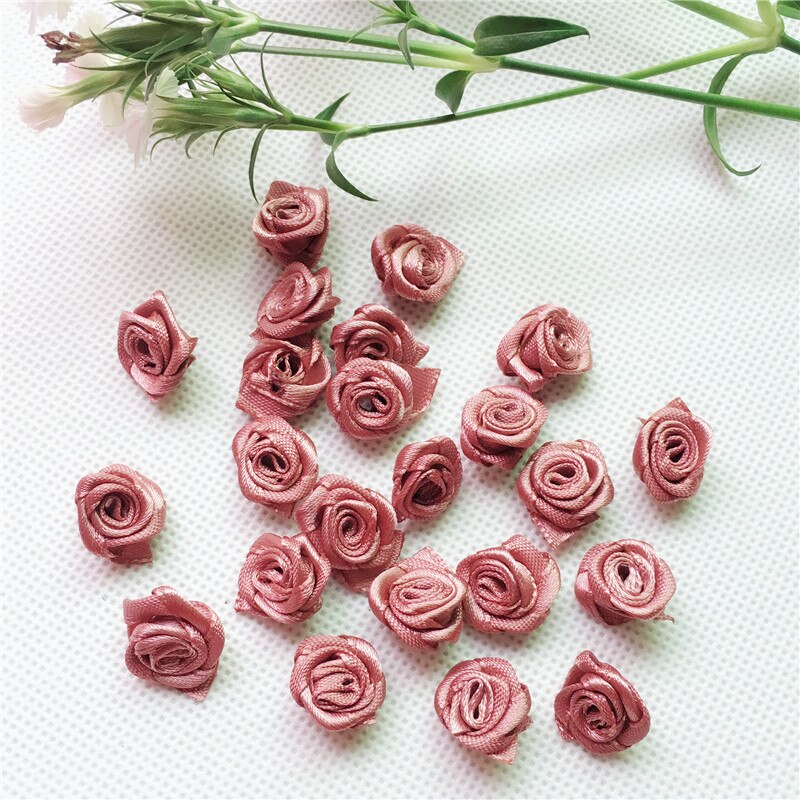 100PCS 15MM Mini Handmade Satin Rose Ribbon Rose F... – Grandado