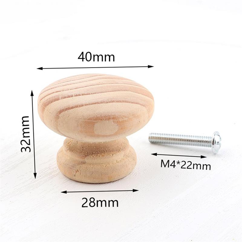 6Pcs 40mm Wooden Door Handles Wardrobe Knobs Solid... – Grandado