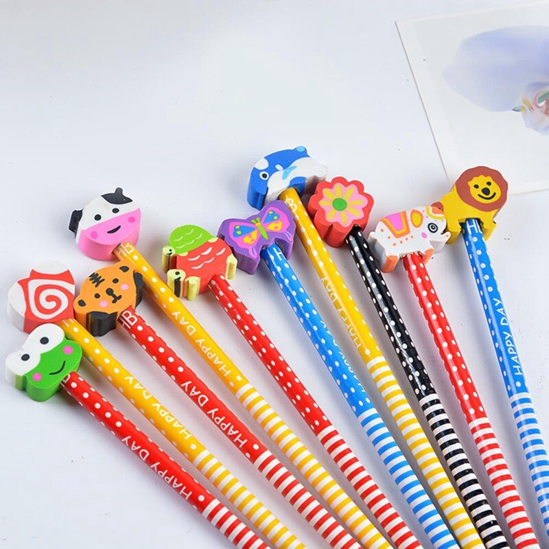 10 Pieces Cute HB Pencil With An Eraser Primary Sc... – Grandado