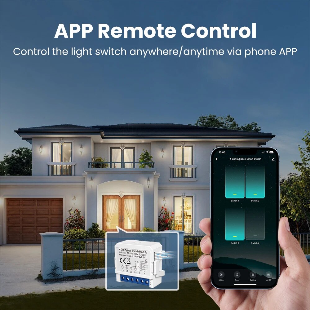 AVATTO Tuya WiFi 1/2/3/4 Gang Mini interruptor int... – Grandado