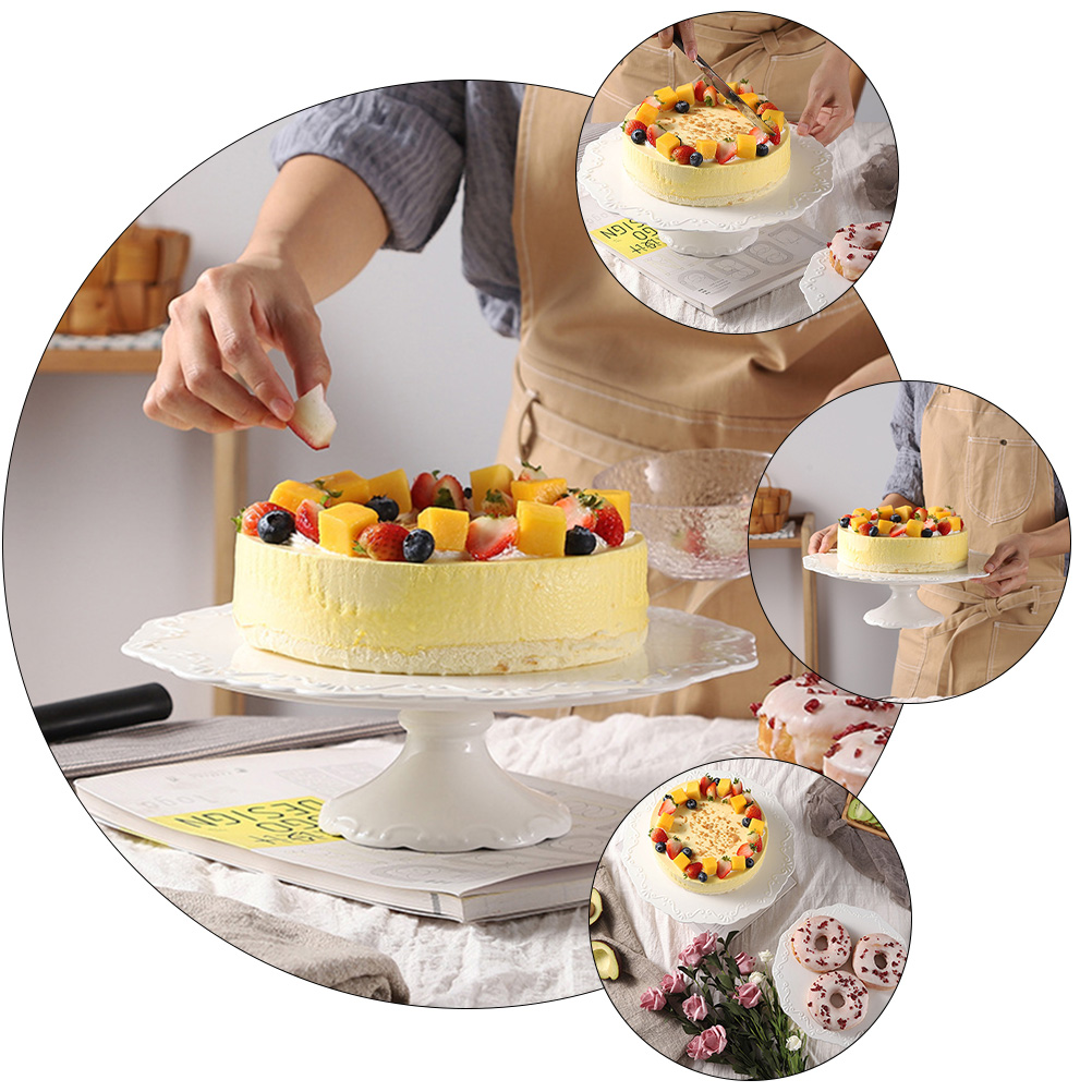 1pc Ceramic Cake Stand Cake Storage Tray Dessert S... – Grandado