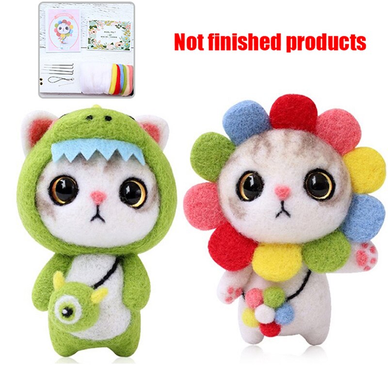 Cat Doll Wool Felt Poked DIY Non Finished Material... – Grandado