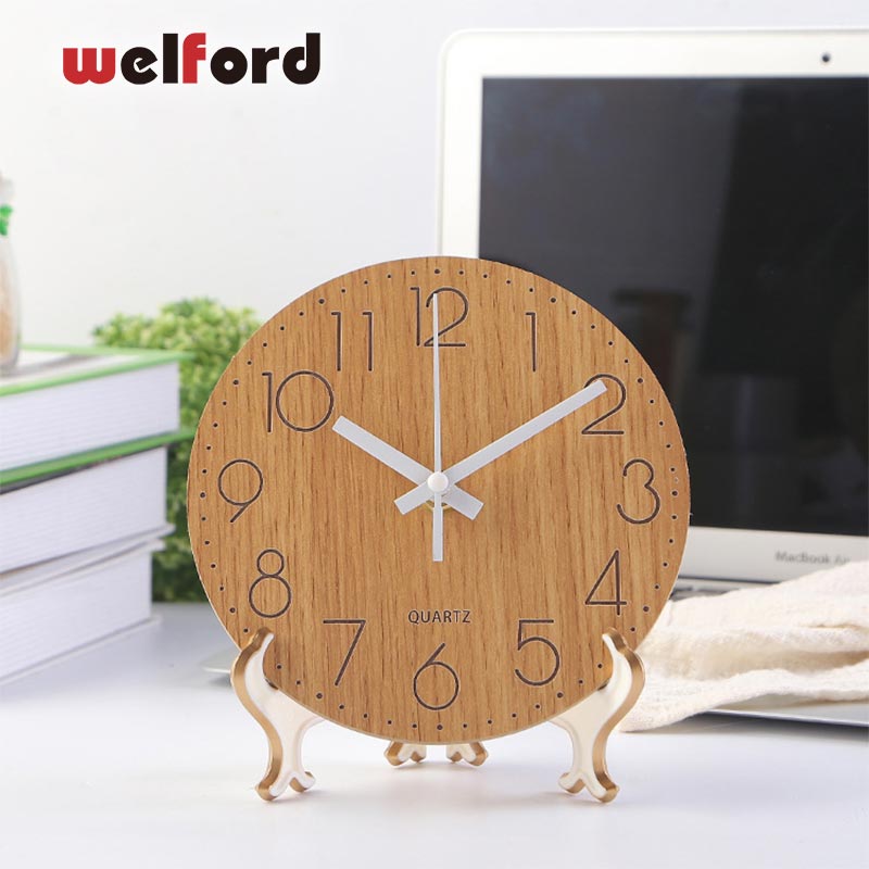 Wooden Table Clock European Circular Wooden Clock ... – Grandado