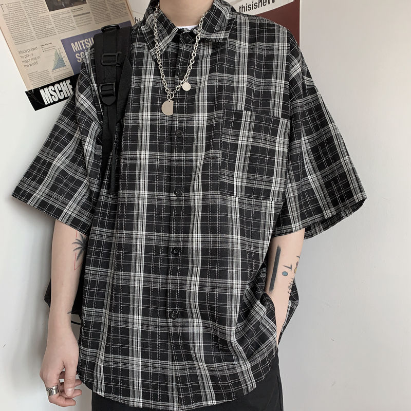 Zomer Plaid Shirt Mannen Retro Katoenen Casual Shi... – Vicedeal