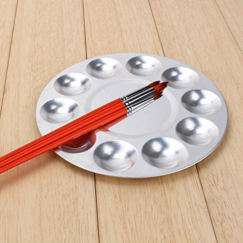 Metal 10 Well Round Artist Watercolours Paint Mixing Palette Tray ...
