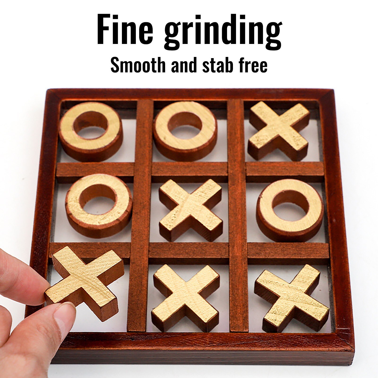 Tic-Tac Toe Toy Puzzle Game XO Chess Wooden Double... – Grandado