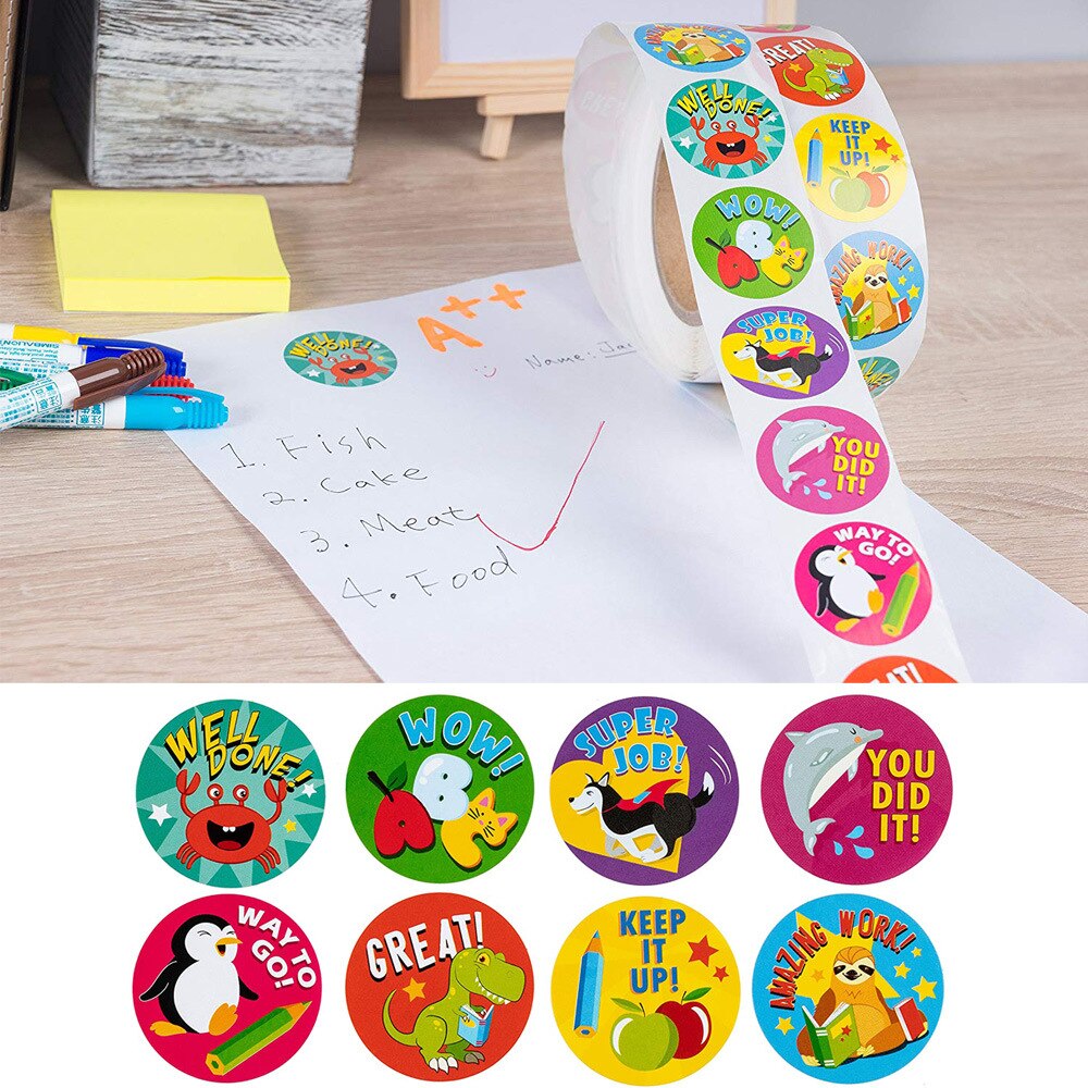 500Pcs/Roll Cartoon Dieren Stickers Waterdichte Gr... – Grandado