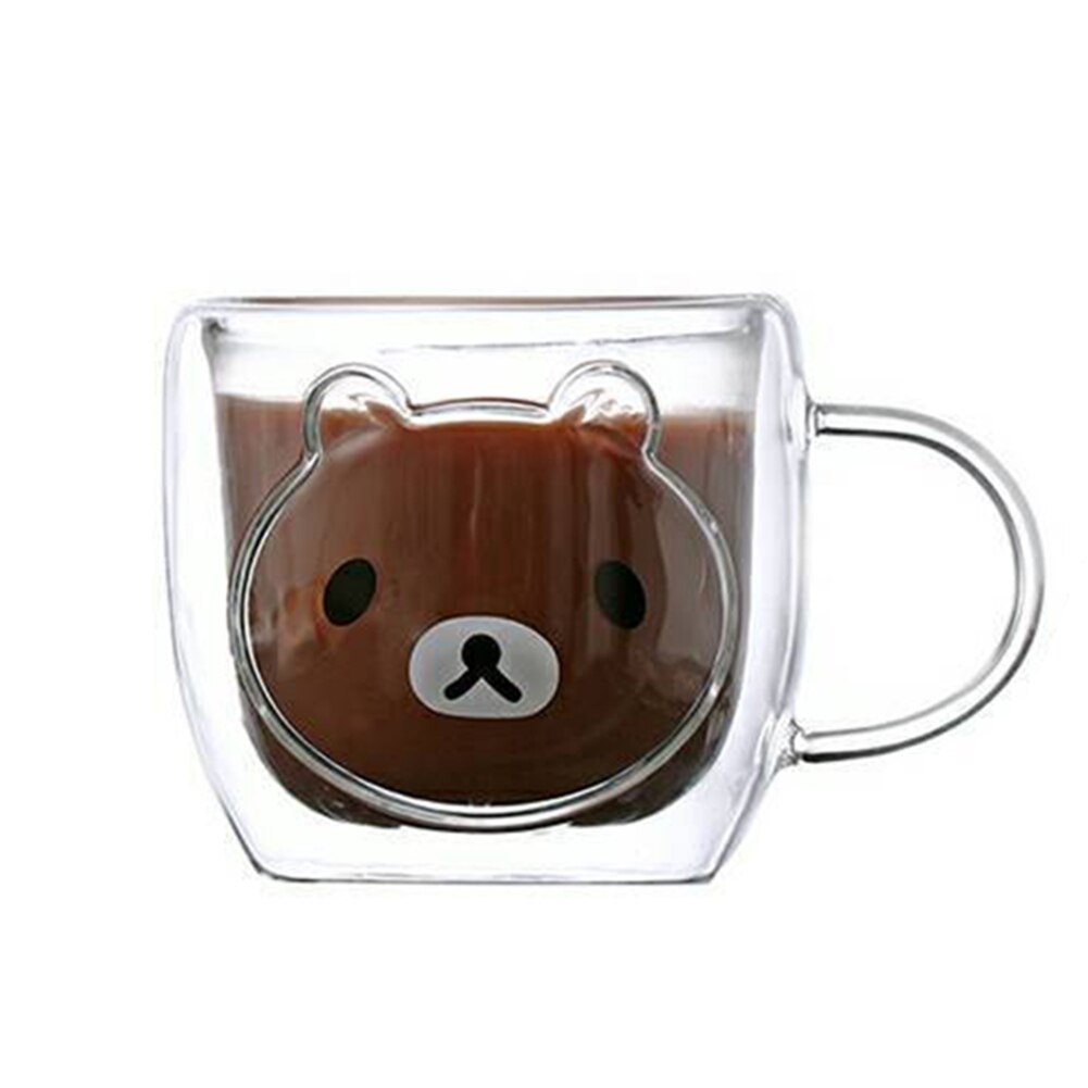 Bear glass coffee cup with handle milk breakfast c... – Grandado
