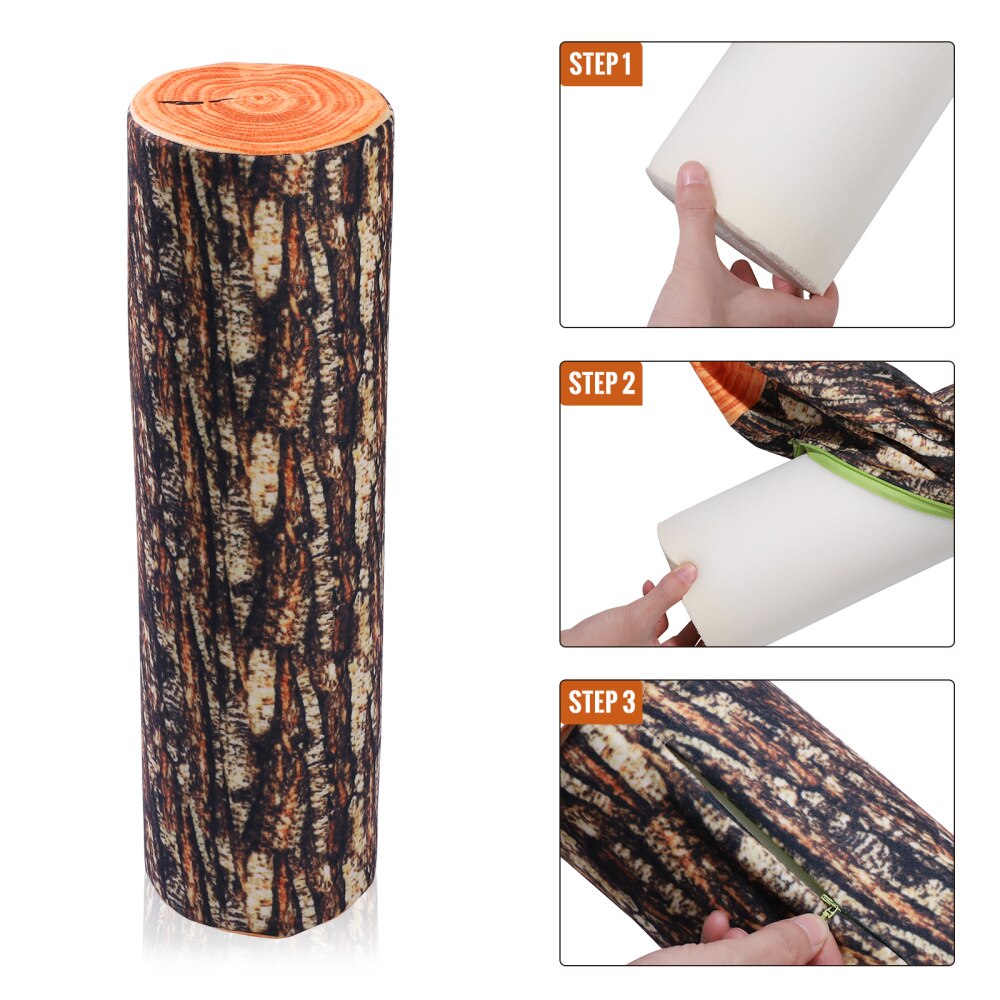 WINOMO Cylinder Throw Pillow Soft Simulated Wood L... – Grandado