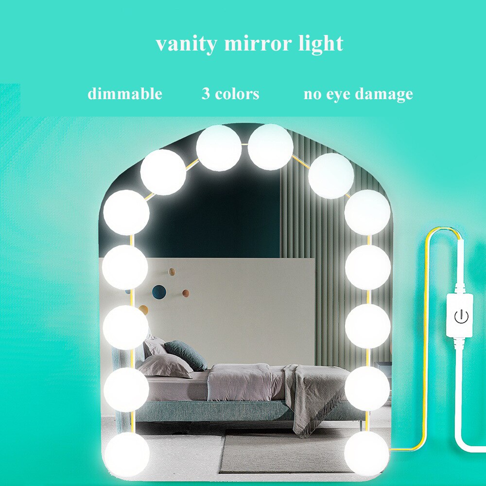 USB Makeup Mirror Light Bulb 3 Mode Colors Hollywo... – Grandado