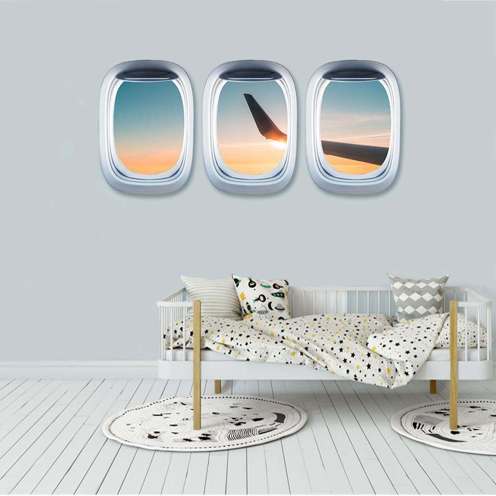 3pcs Landscape Wallpaper Airplane Wall PVC Sticker... – Grandado