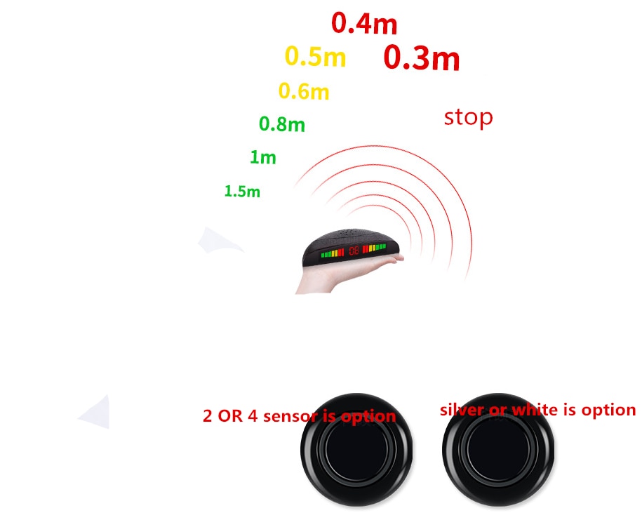 OBD digital front 4 parking sensor system LED disp... – Grandado