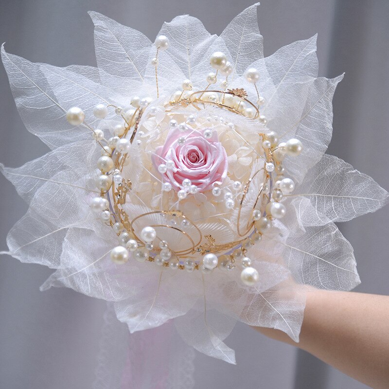 Gold Bride Artificial Flower Wedding Bouquet Luxur... – Vicedeal