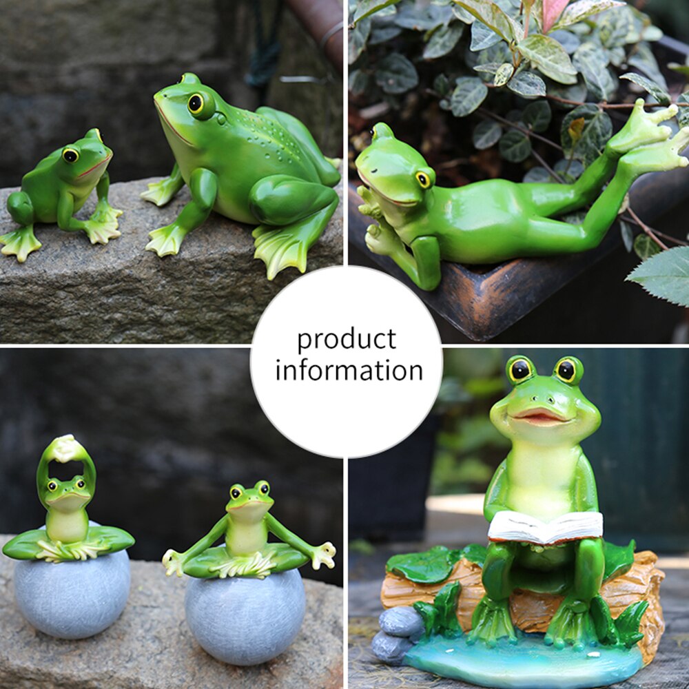 Garden Frog Statue Resin Cute Animal Frog Sculptur... – Grandado