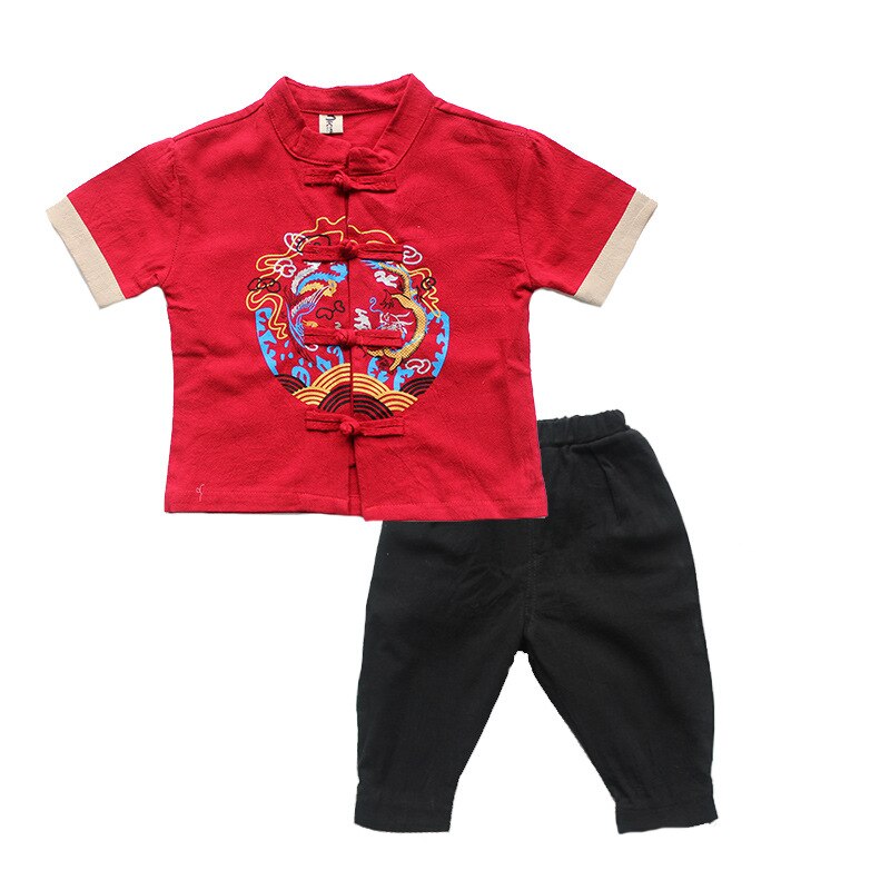 Baby Boys Chinese Traditional Clothes Summer Print... – Grandado