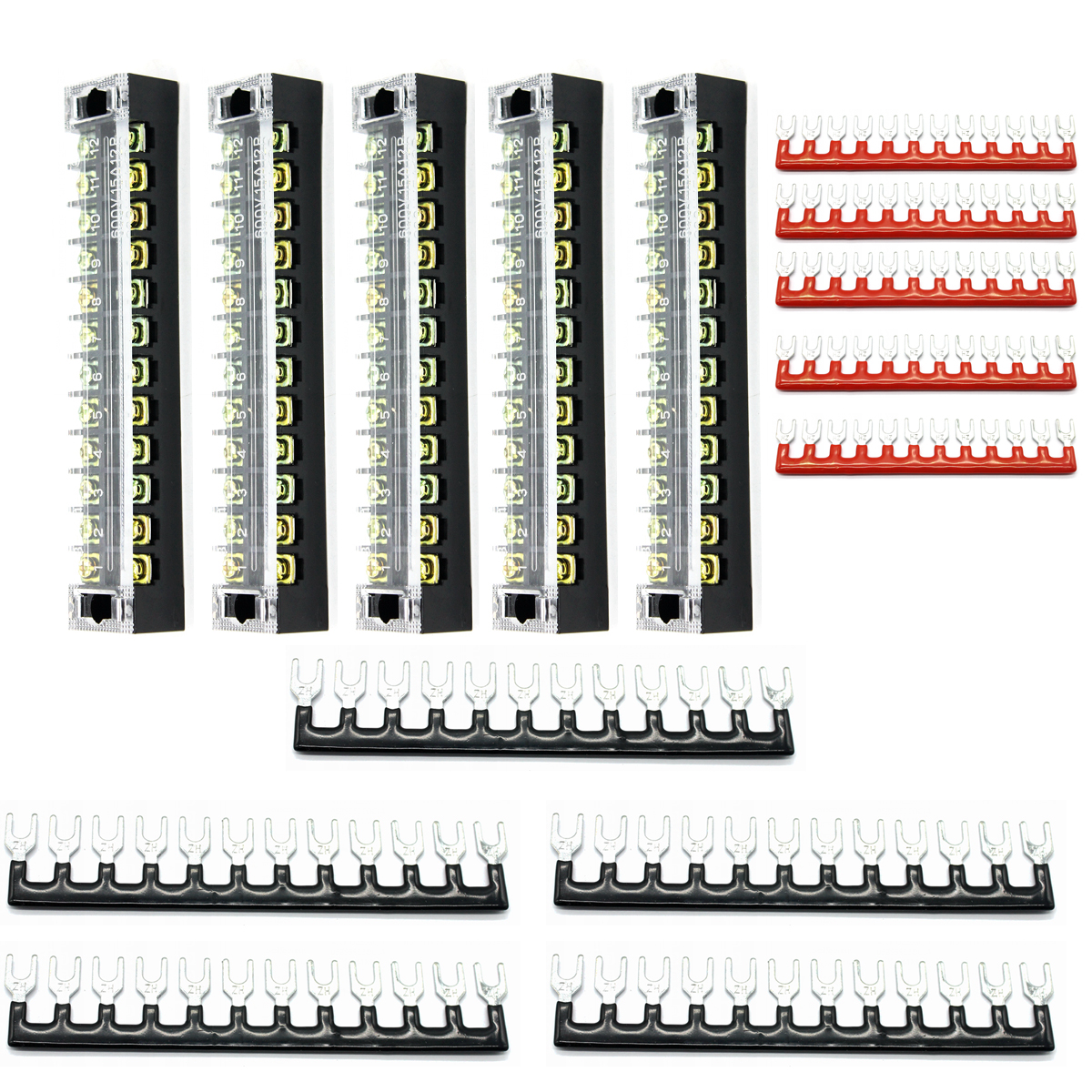 600V 15A 5/6/12 Positions Screw Barrier Terminal B... – Vicedeal