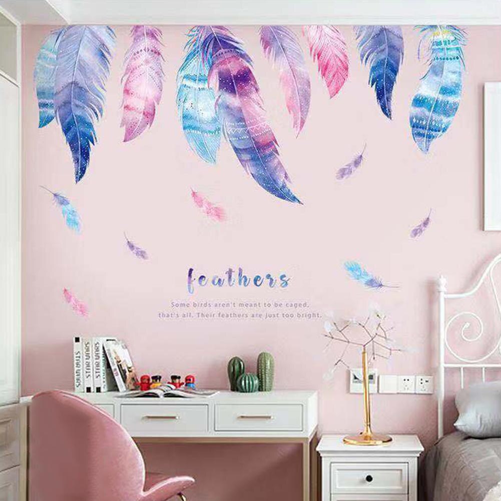 Colorful Feather Wall Sticker Home Self Adhesive D... – Vicedeal