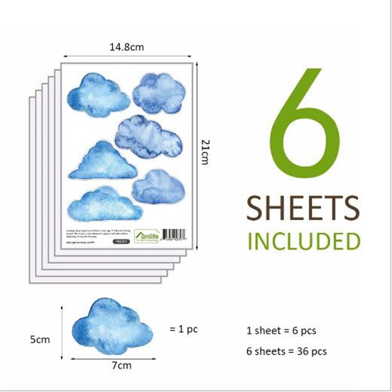 36pcs/set Blue Cloud Wall Sticker Wall Decal Room ... – Vicedeal