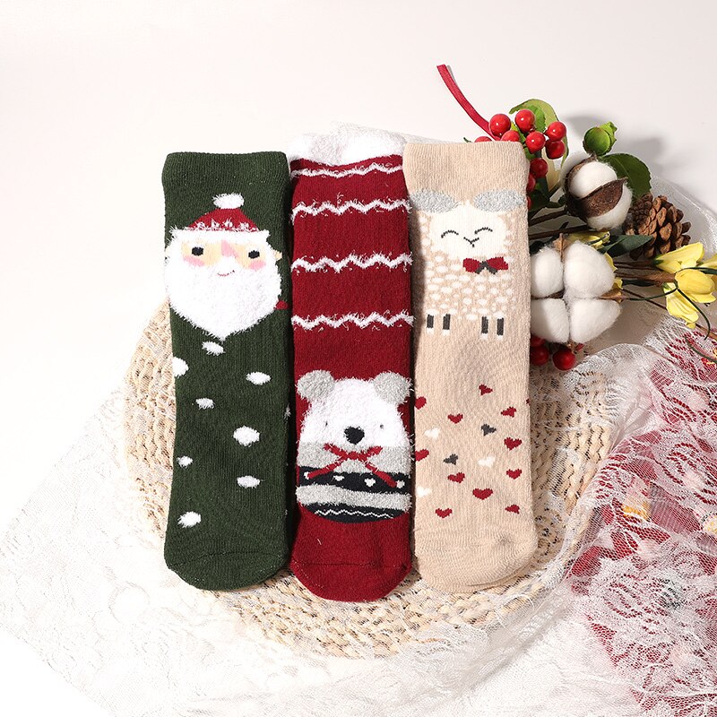 3 Pairs/Lot Christmas Coral Fleece Socks Merry Chr... – Grandado