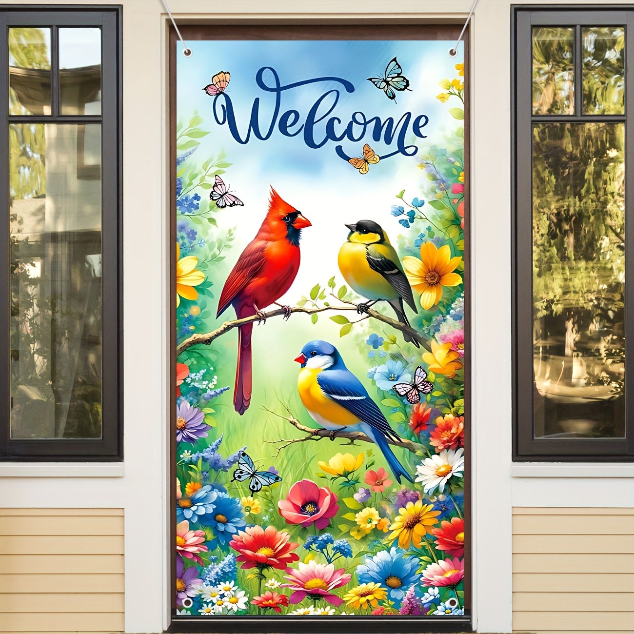 Spring Welcome Door Cover Spring Summer Bird Flowe... – Vicedeal