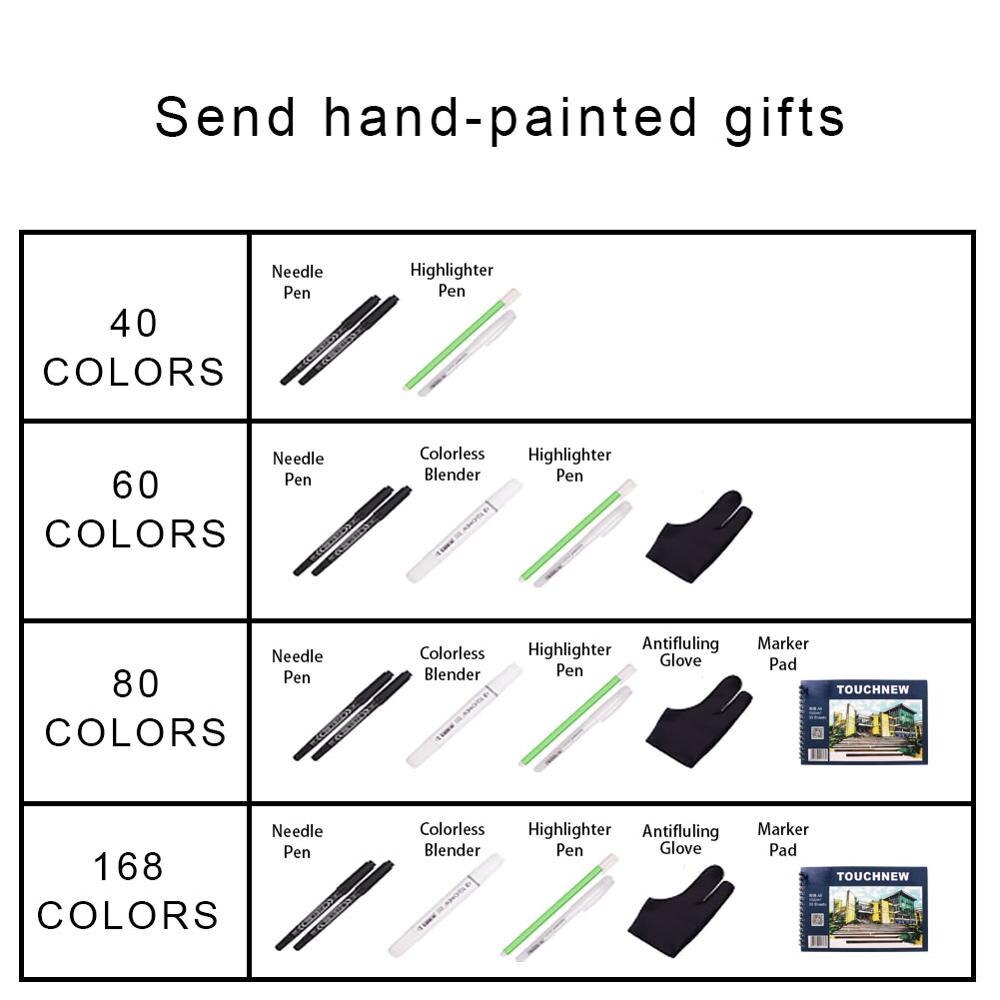 TouchNew 40/48/60/80/168 Color Art Markers Brush P... – Grandado
