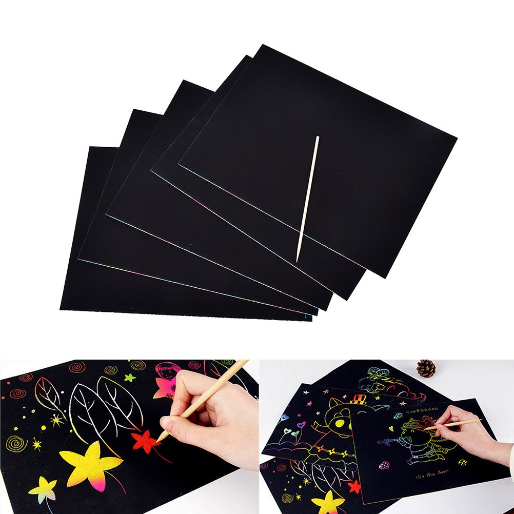 Stationery Colorful Scratch Sheets With Wooden Pen... – Grandado