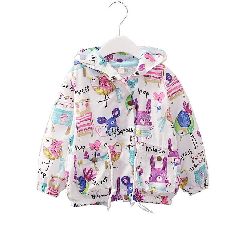 Spring Girls Jackets Cute Graffiti Zipper Hooded O... – Grandado