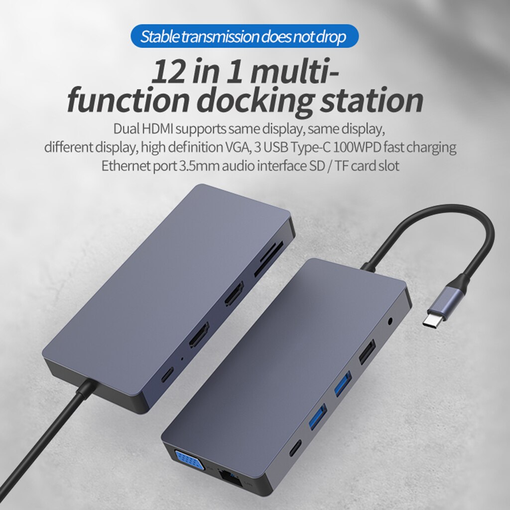 Blueendless Type C USB Hub 2xHDMI-Compatible Rj45 ... – Vicedeal